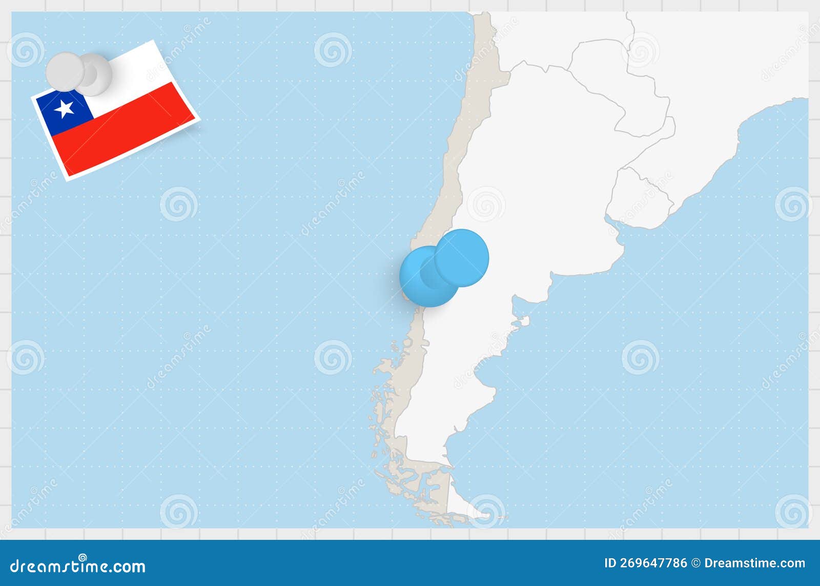 Map of Chile with a Pinned Blue Pin. Pinned Flag of Chile Stock Vector ...