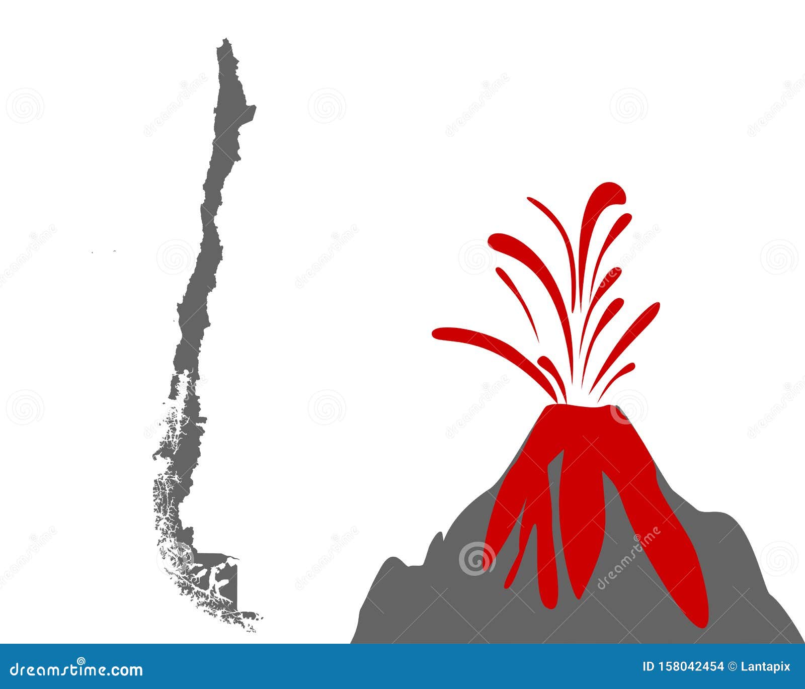 Map of Chile with volcano stock vector. Illustration of blaze - 158042454