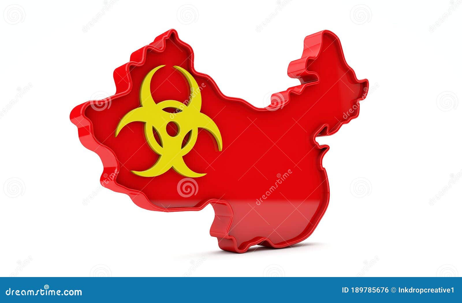 Map of China with Bio Hazard Warning Sign. 3D Rendering Stock ...