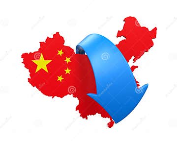 Map of China and Blue Arrow Stock Illustration - Illustration of asian ...