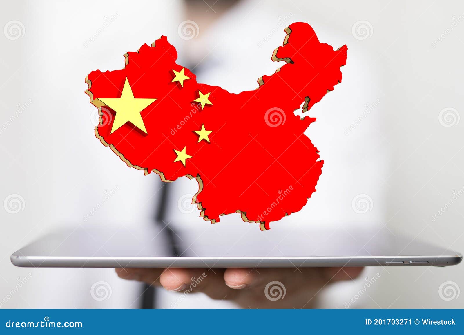 Map of China with the Chinese Flag on it on a Tablet Stock Image ...