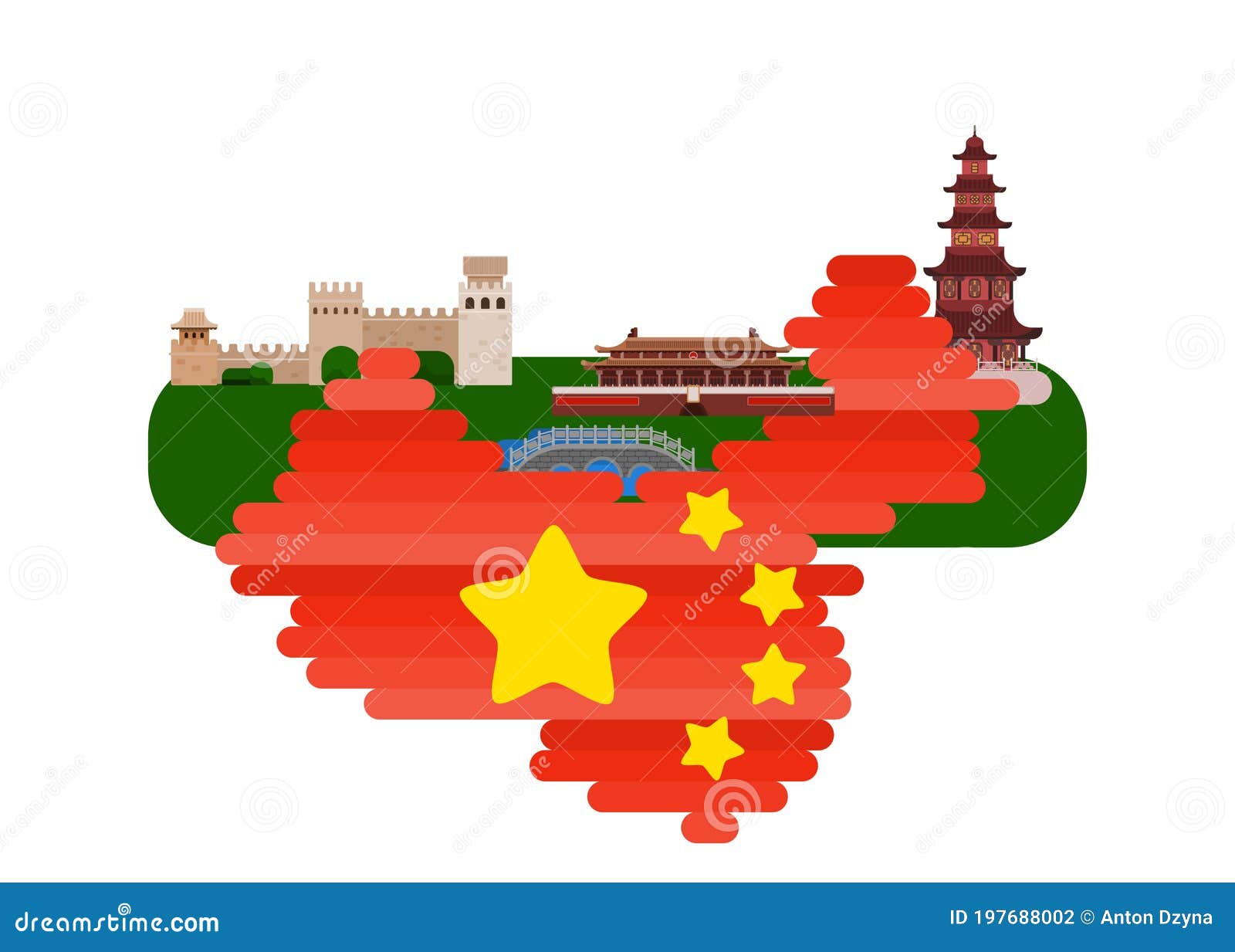Map China Emperor`s Palace. Flat on Background Stock Illustration ...
