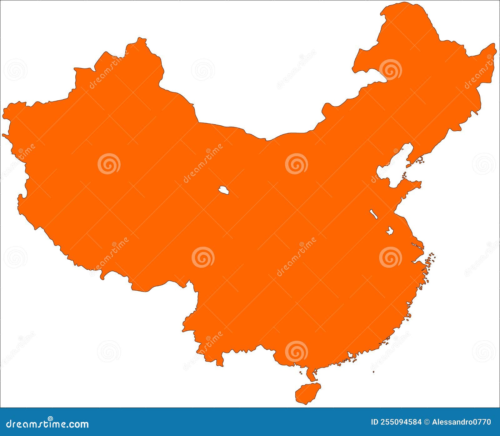 Map of China in orange stock illustration. Illustration of politics ...