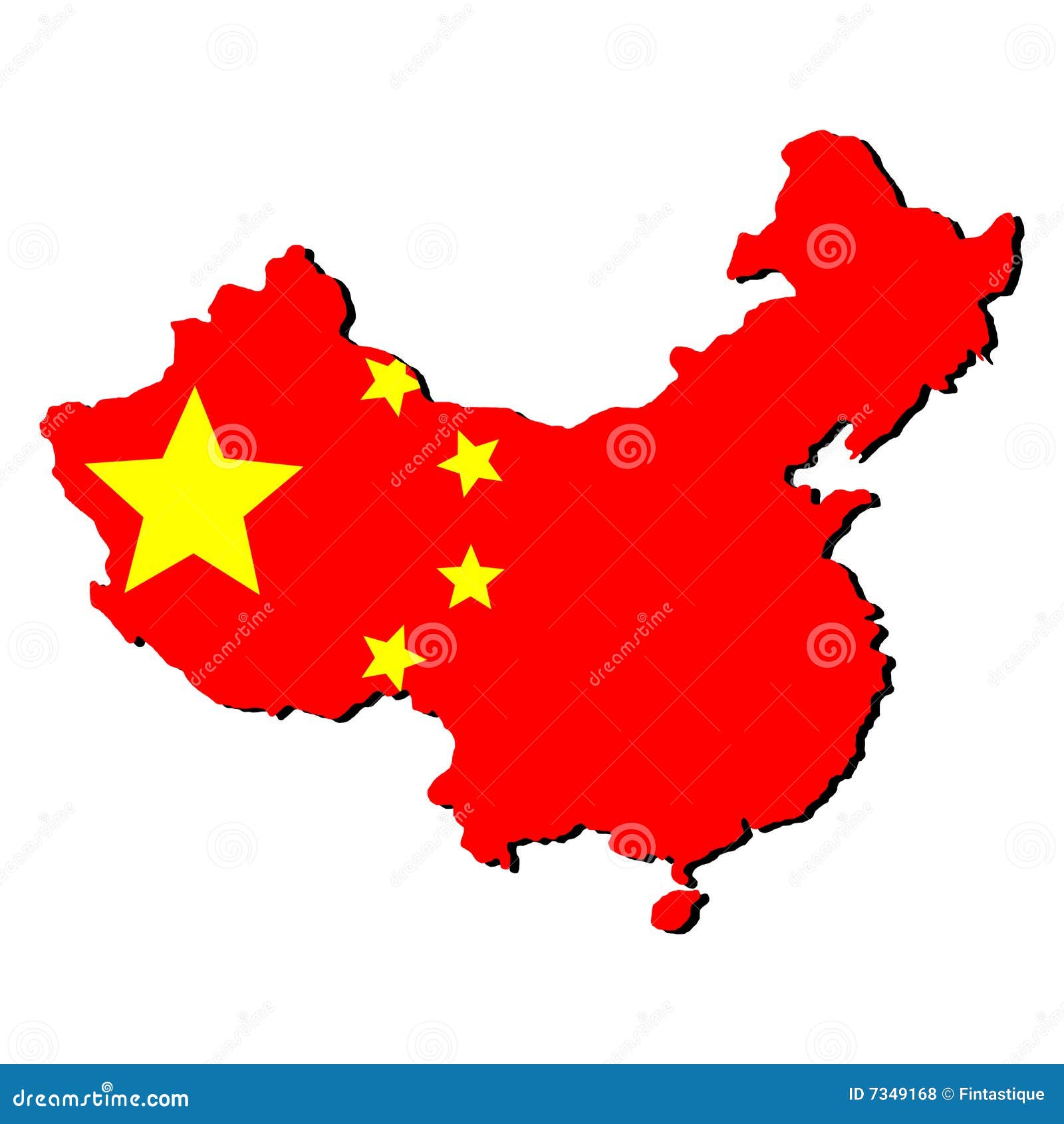 Map Of China With Flag Royalty Free Stock Photos - Image: 7349168