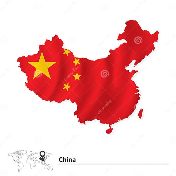 Map of China with flag stock vector. Illustration of design - 125149113