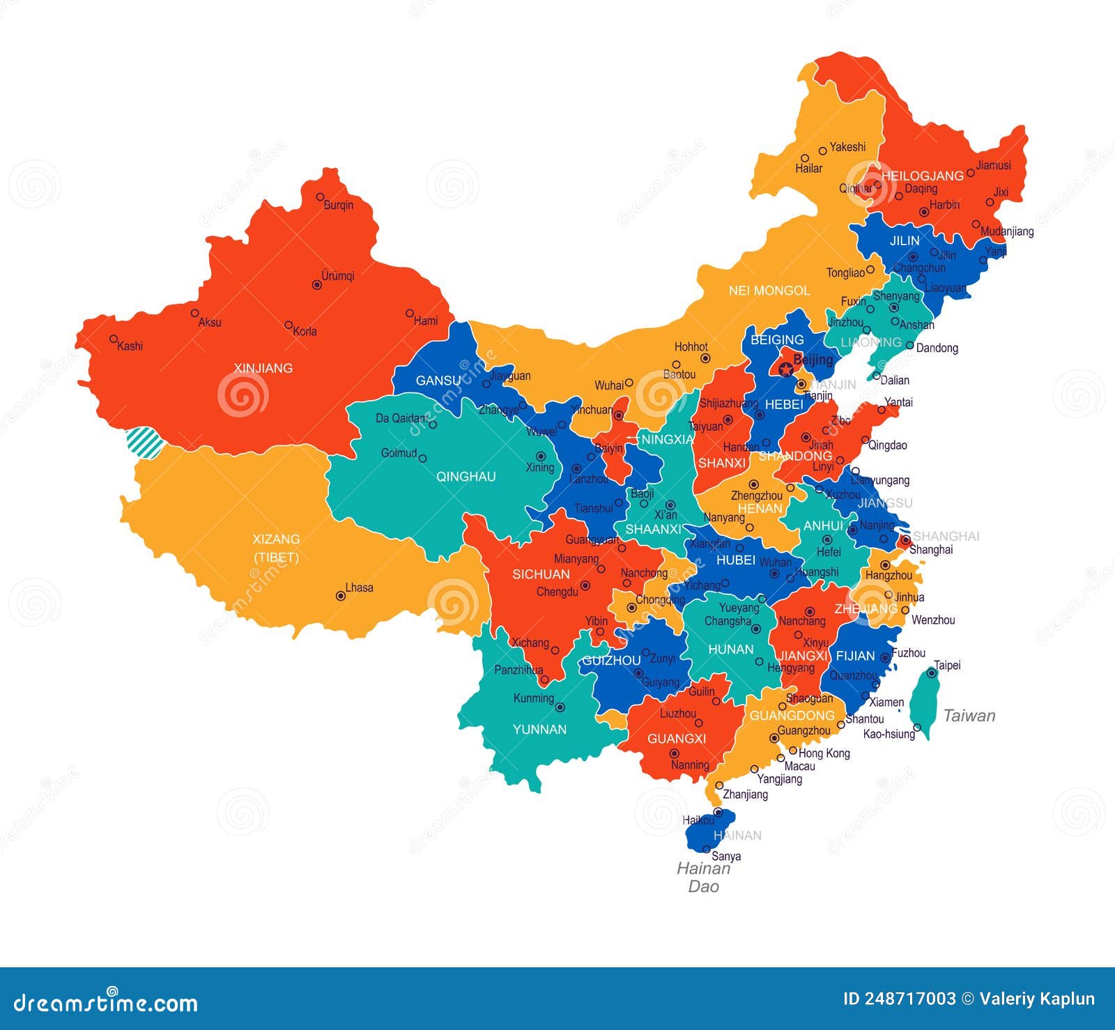 China - Highly Detailed Editable Political Map With Labeling. Vector ...