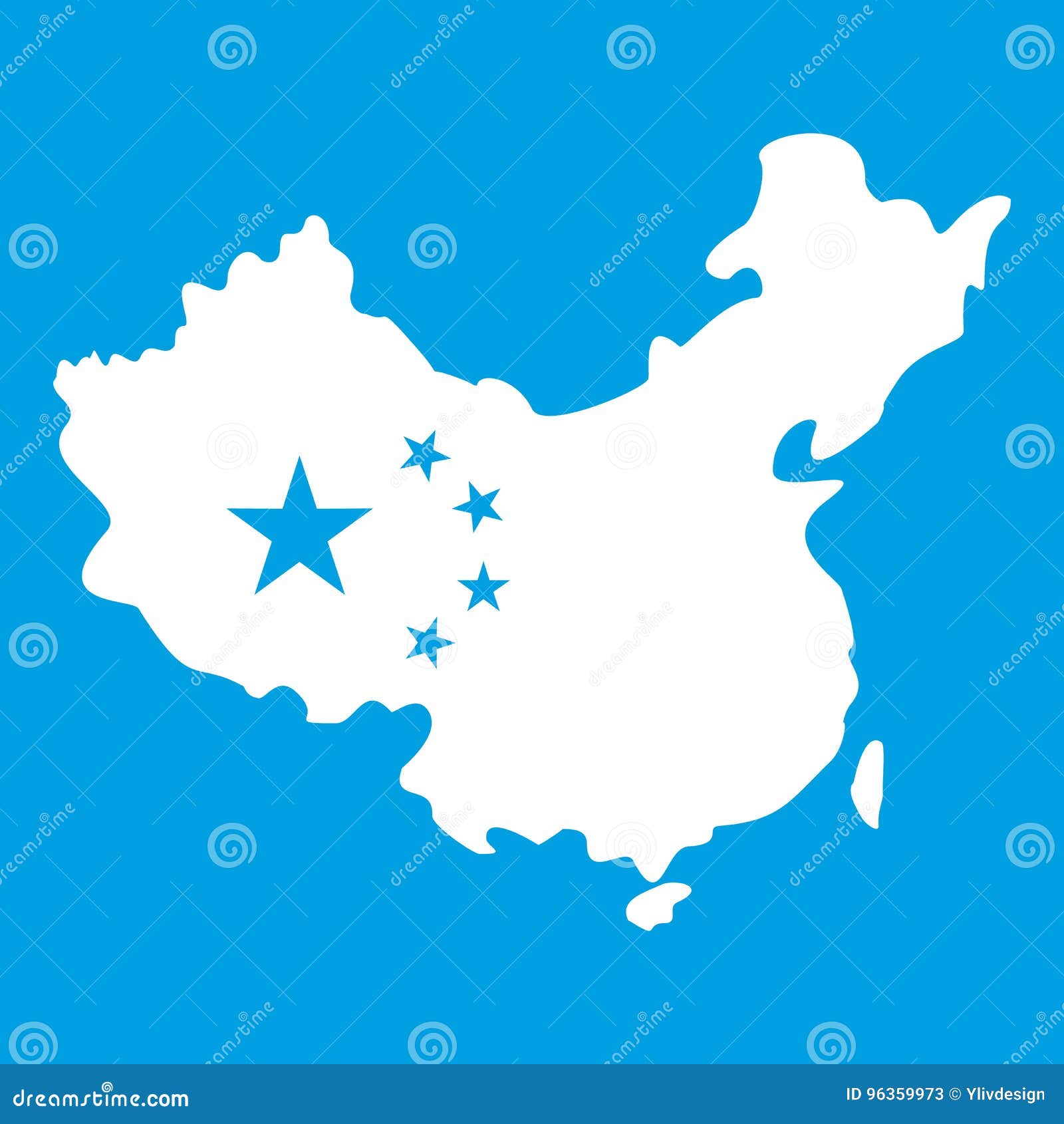 Map of China icon white stock vector. Illustration of border - 96359973