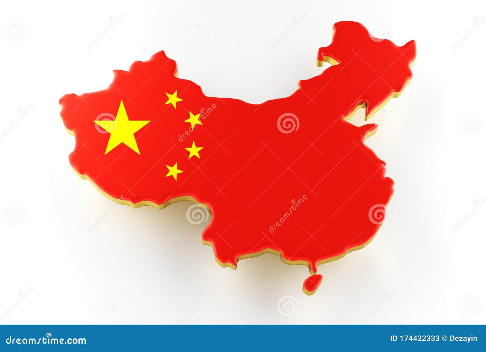 Map Of China Land Border With Flag. China Map On White Background. 3d ...