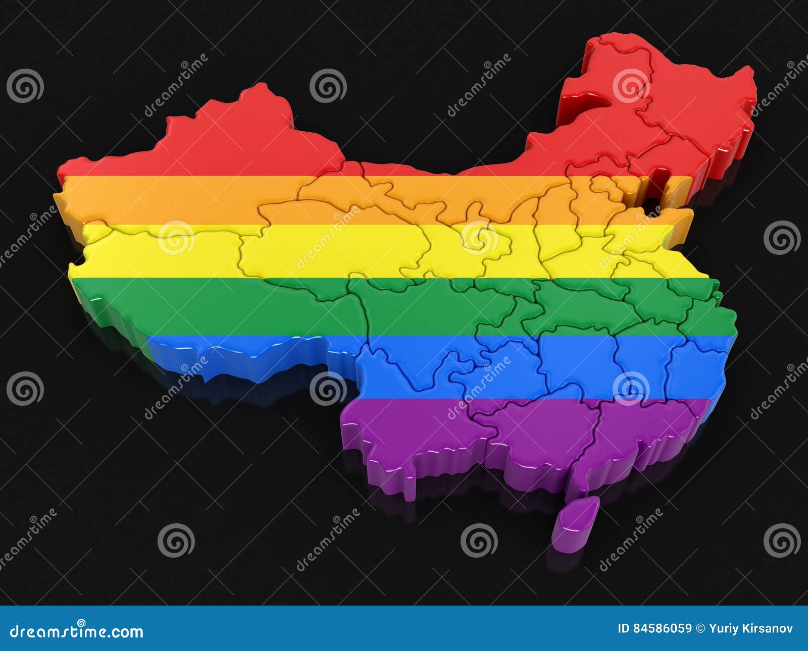 Map of China with LGBT Flag Stock Illustration - Illustration of ...