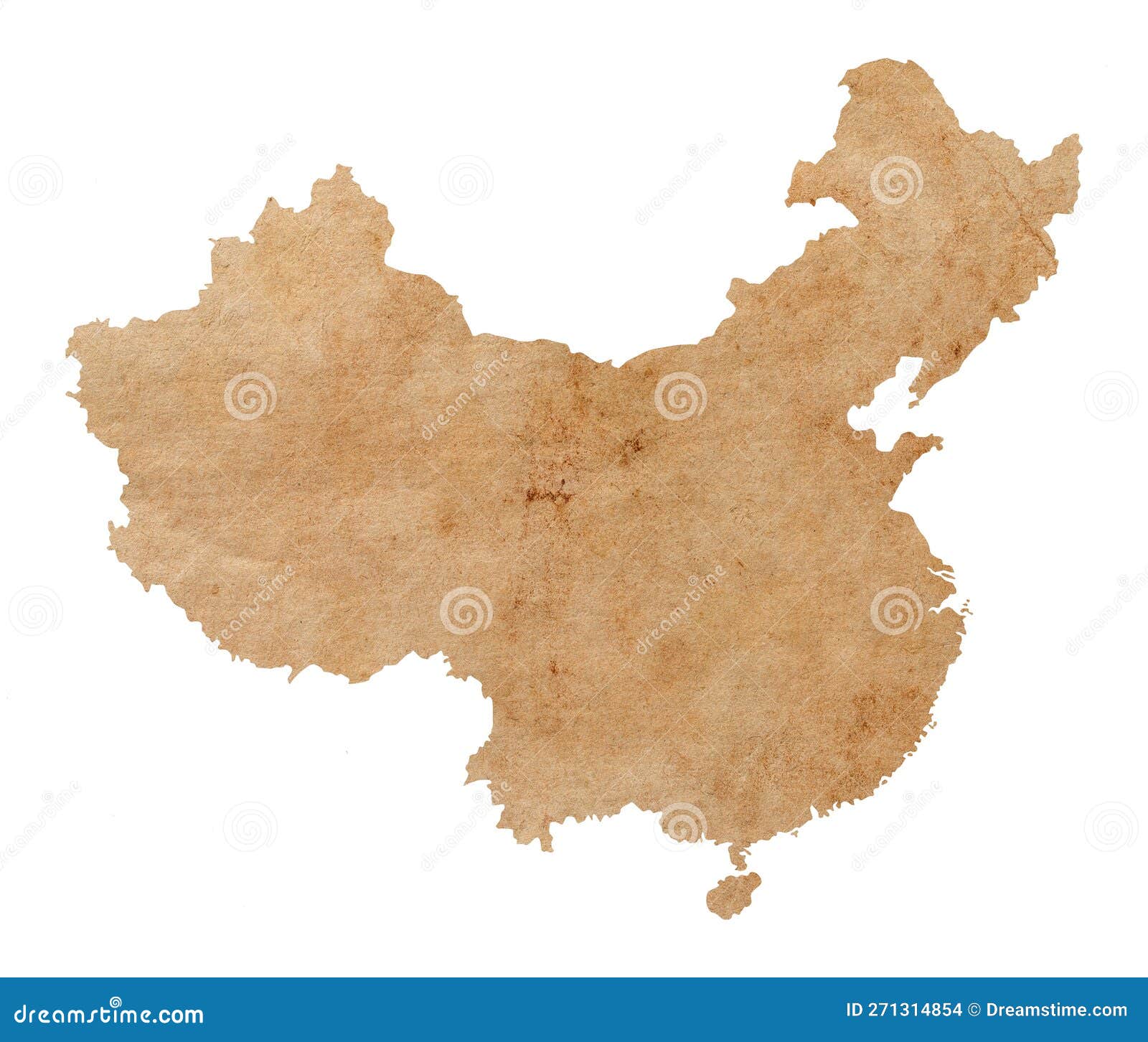 Map of China on Old Brown Grunge Paper Stock Illustration ...