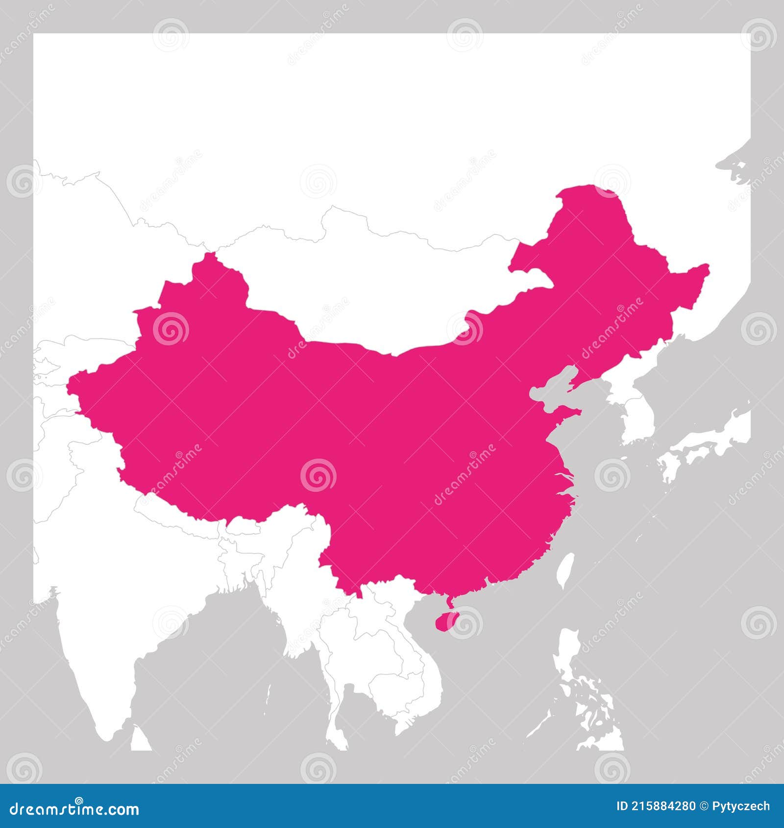 Map of China Pink Highlighted with Neighbor Countries Stock Vector ...