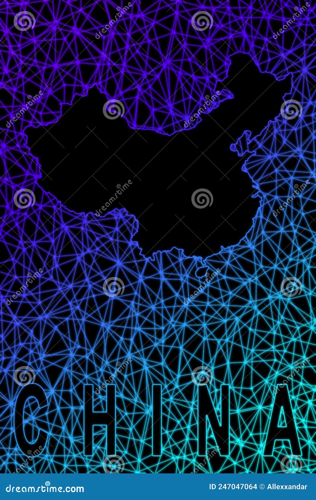 Map of China, Polygonal Mesh Line Map Stock Illustration - Illustration ...