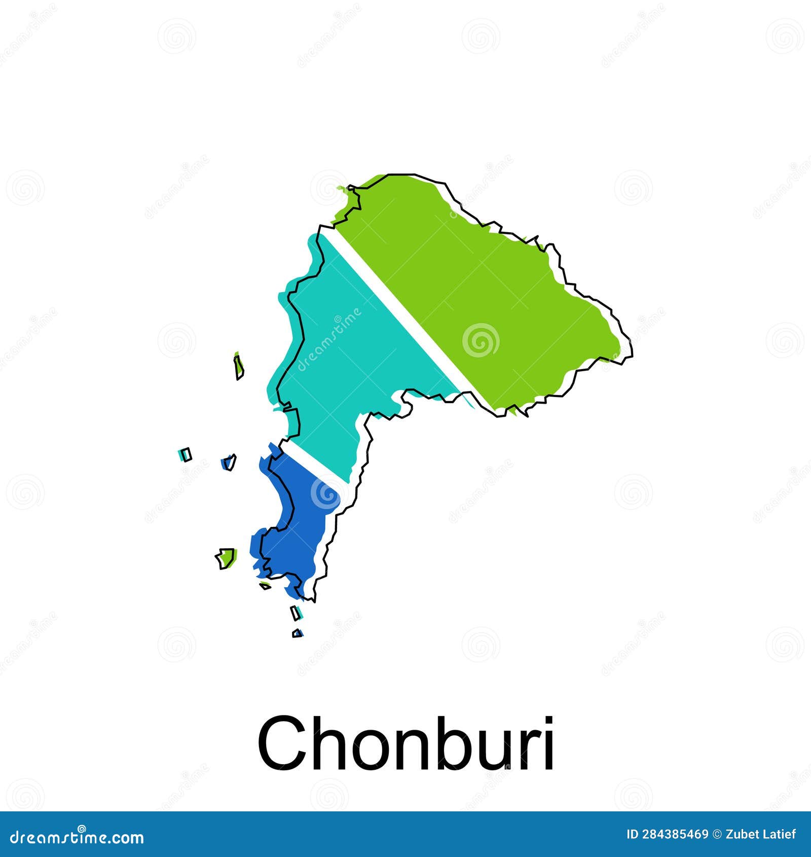 Map of Chonburi Vector Design Template, National Borders and Important ...