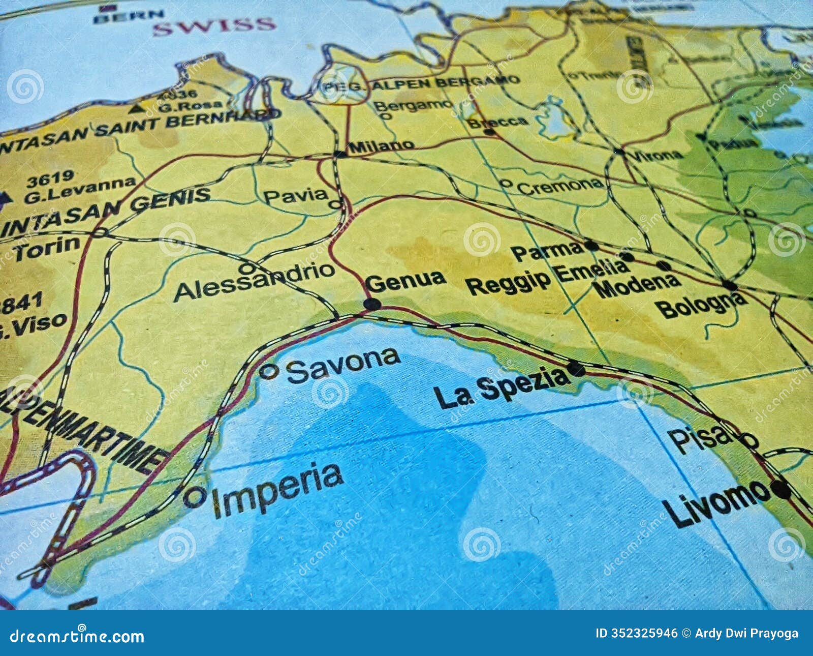 La Spezia on map, italy. stock photo. Image of italian - 352325946