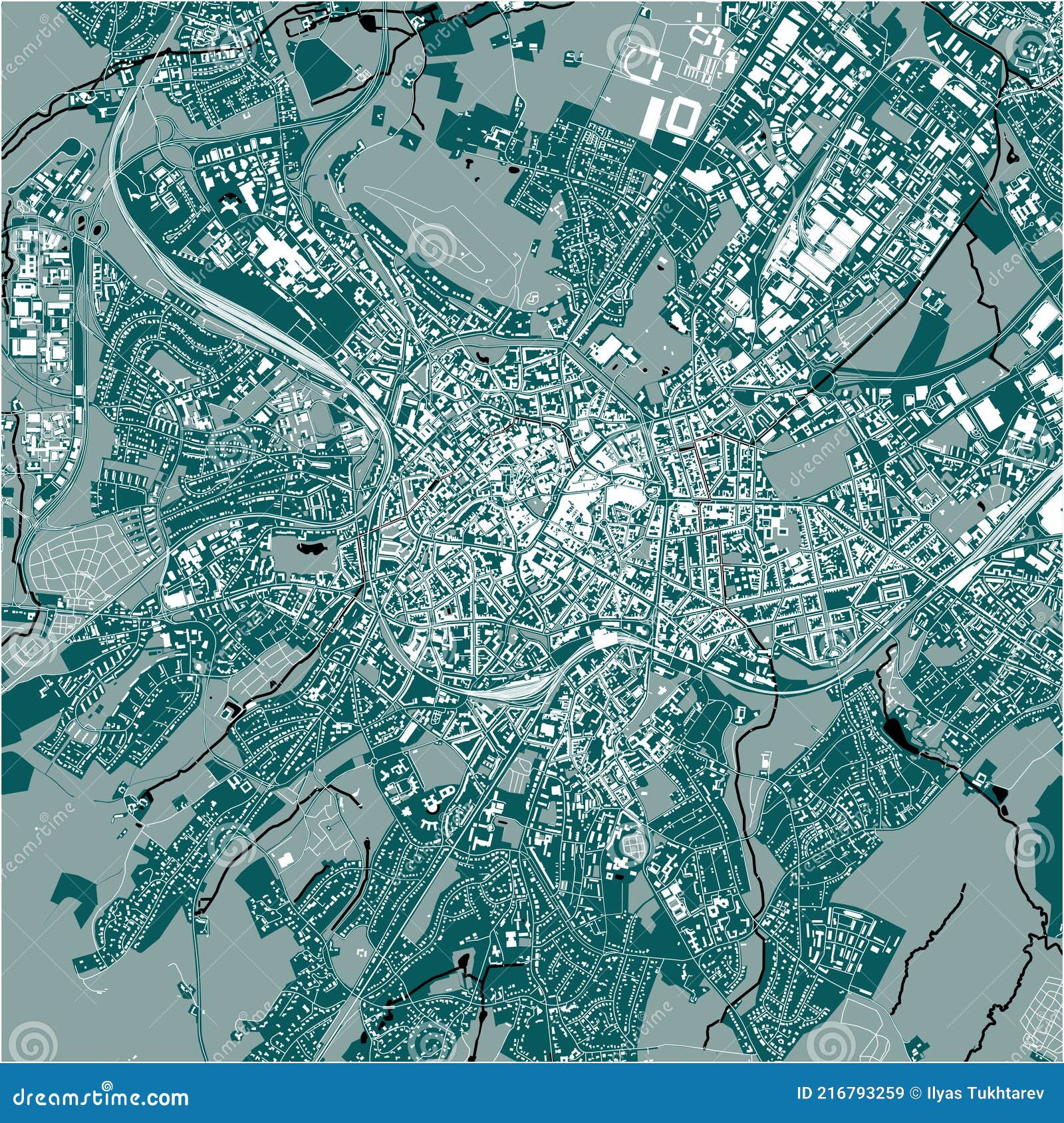 Map of the City of Aachen, Germany Stock Vector - Illustration of ...