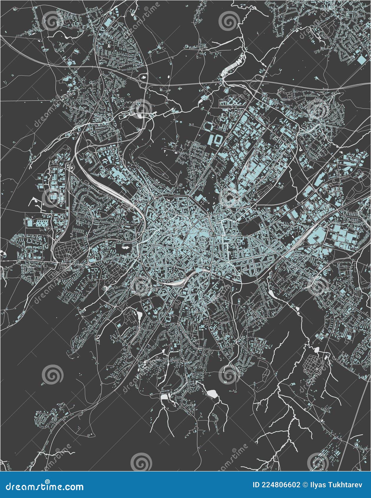 Map of the City of Aachen, Germany Stock Illustration - Illustration of ...