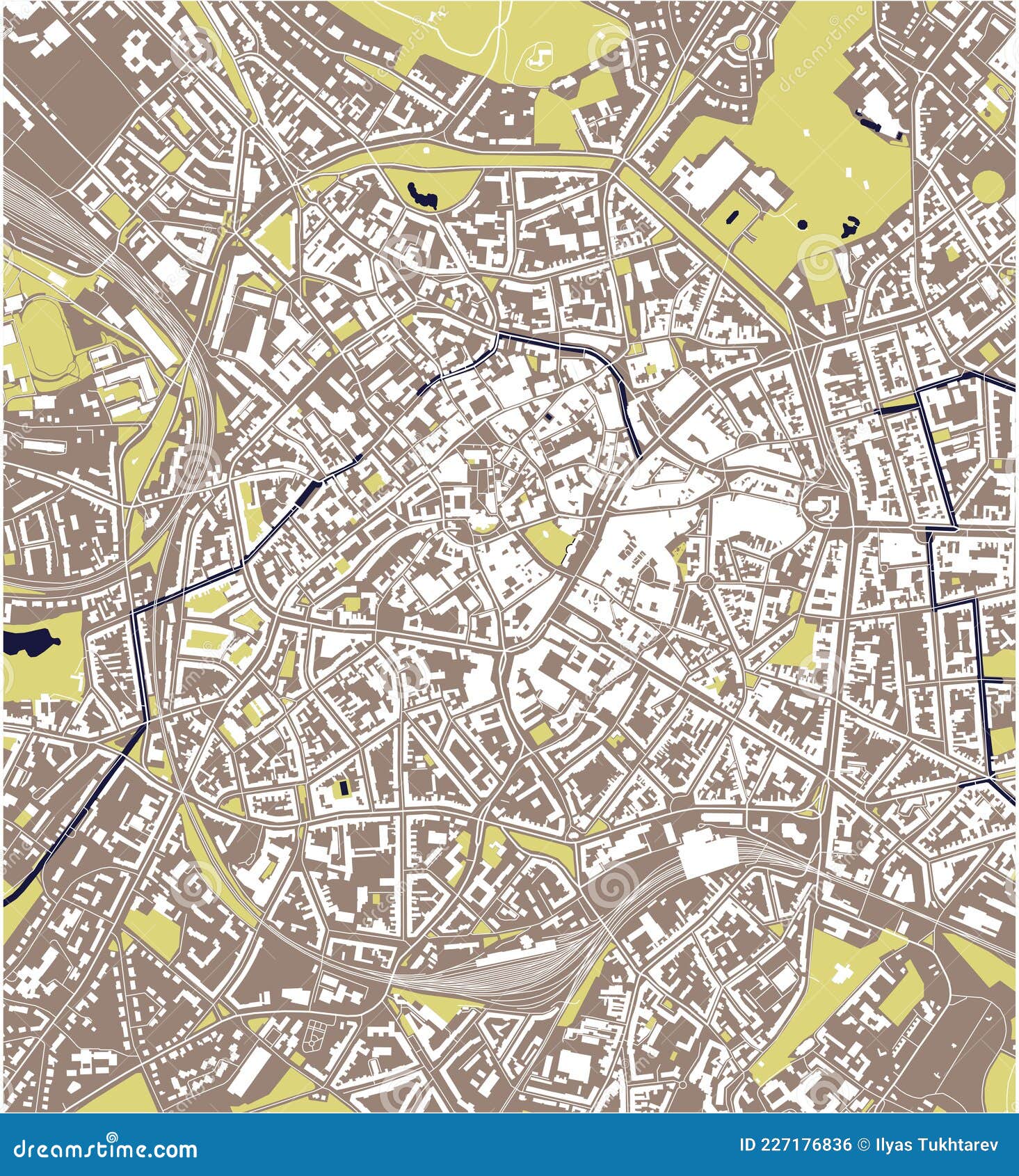 Map of the City of Aachen, Germany Stock Illustration - Illustration of ...