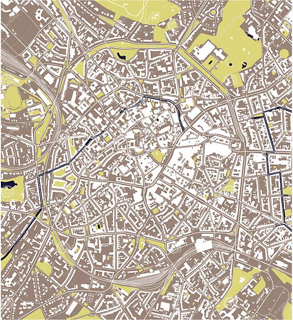 Map of the City of Aachen, Germany Stock Illustration - Illustration of ...