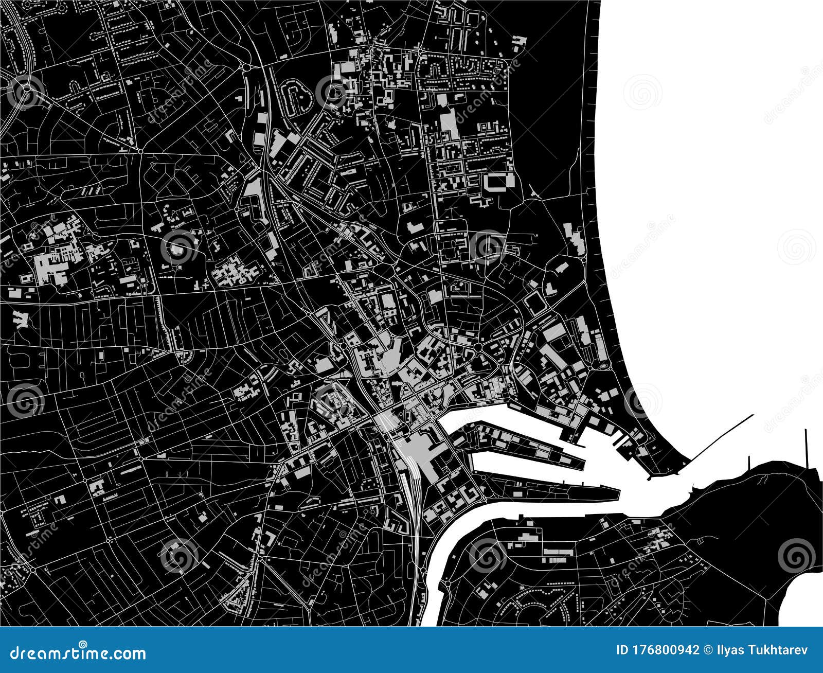 Map of the City of Aberdeen, Scotland, UK Stock Illustration ...