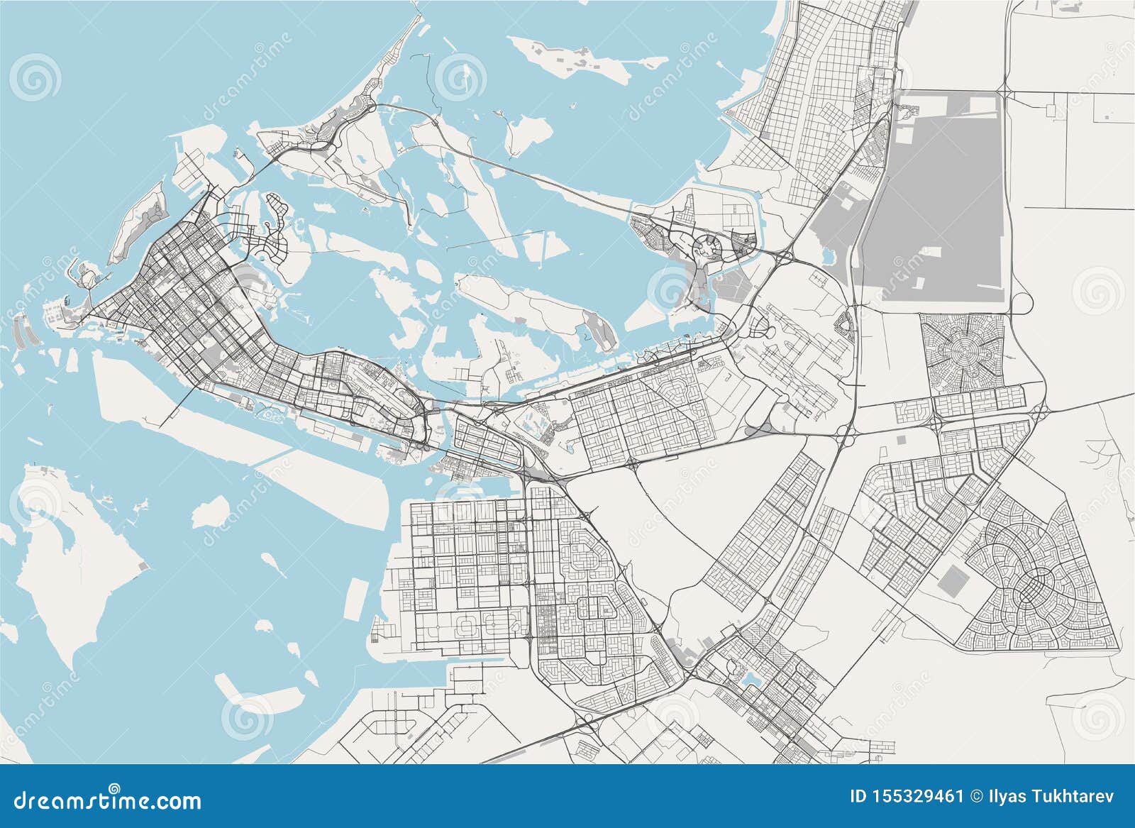 Map of the City of Abu Dhabi, United Arab Emirates UAE Stock ...