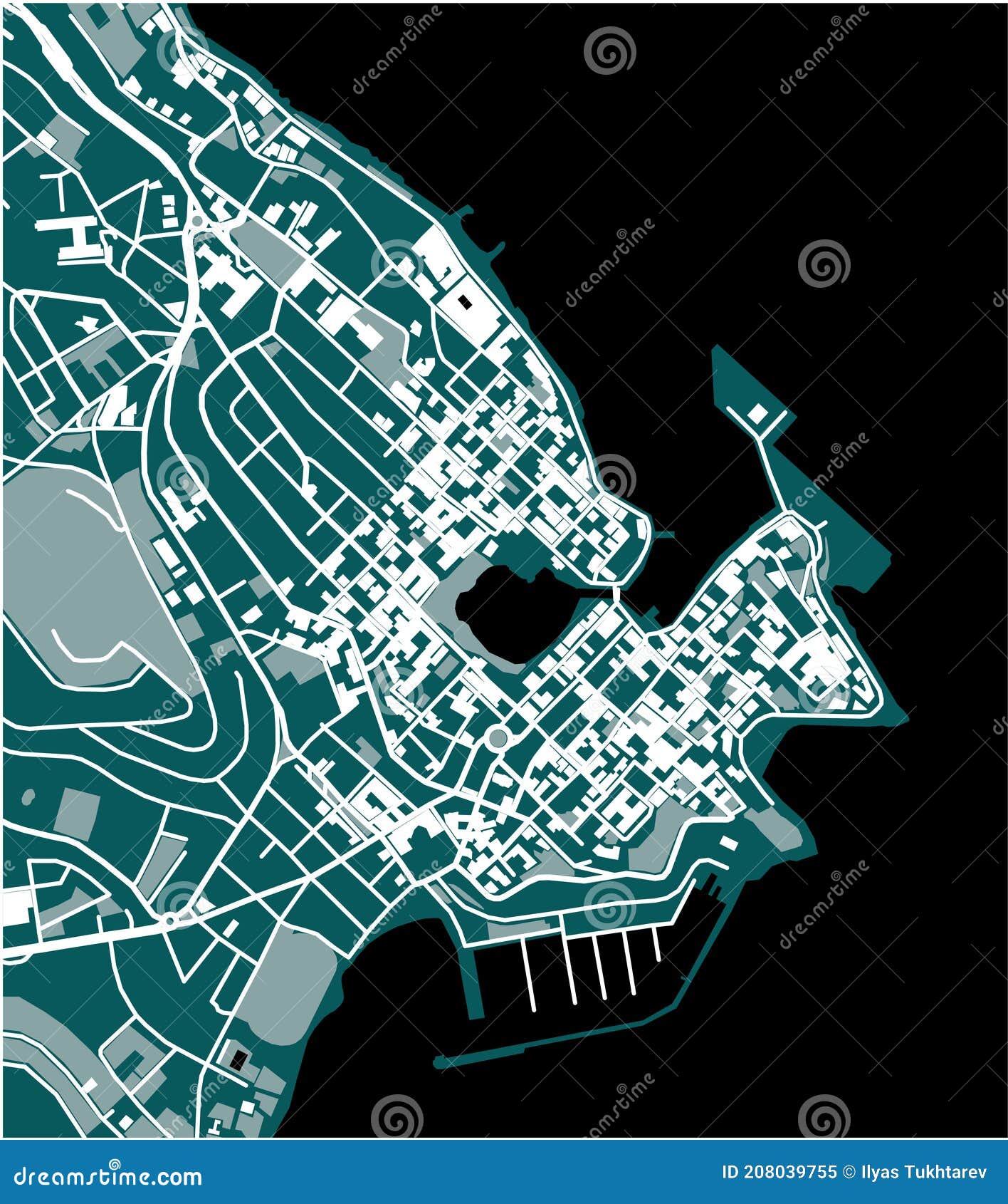 Map of the City of Agios Nikolaos, Greece Stock Illustration ...