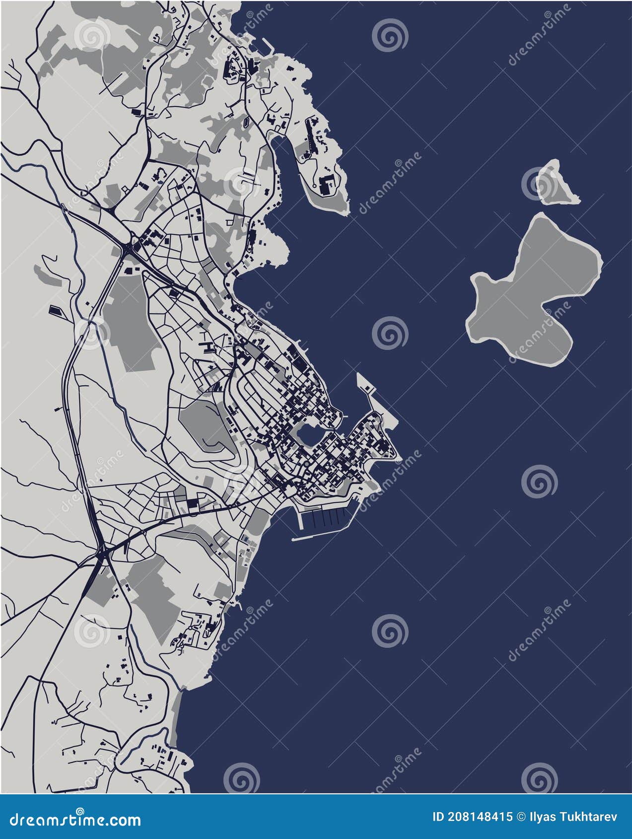 Map of the City of Agios Nikolaos, Greece Stock Vector - Illustration ...