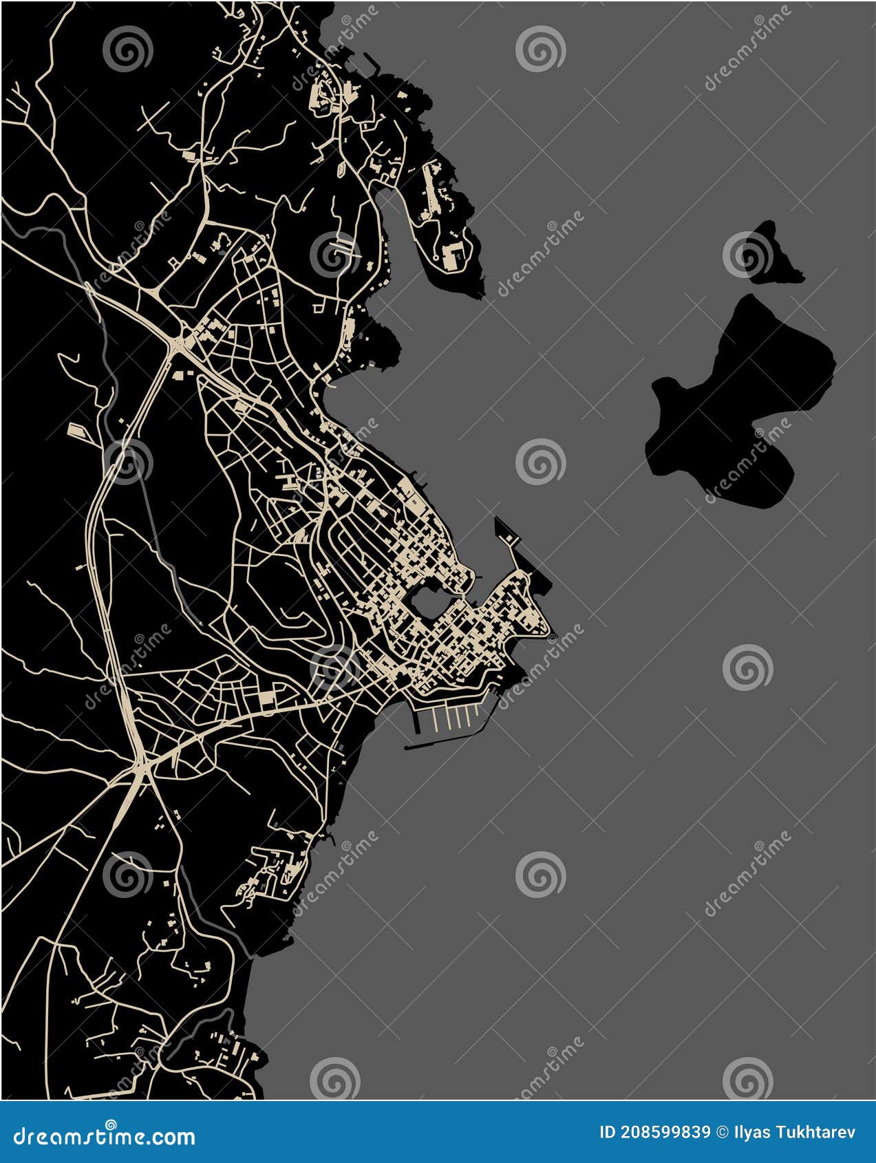 Map of the City of Agios Nikolaos Greece Stock Vector - Illustration of ...