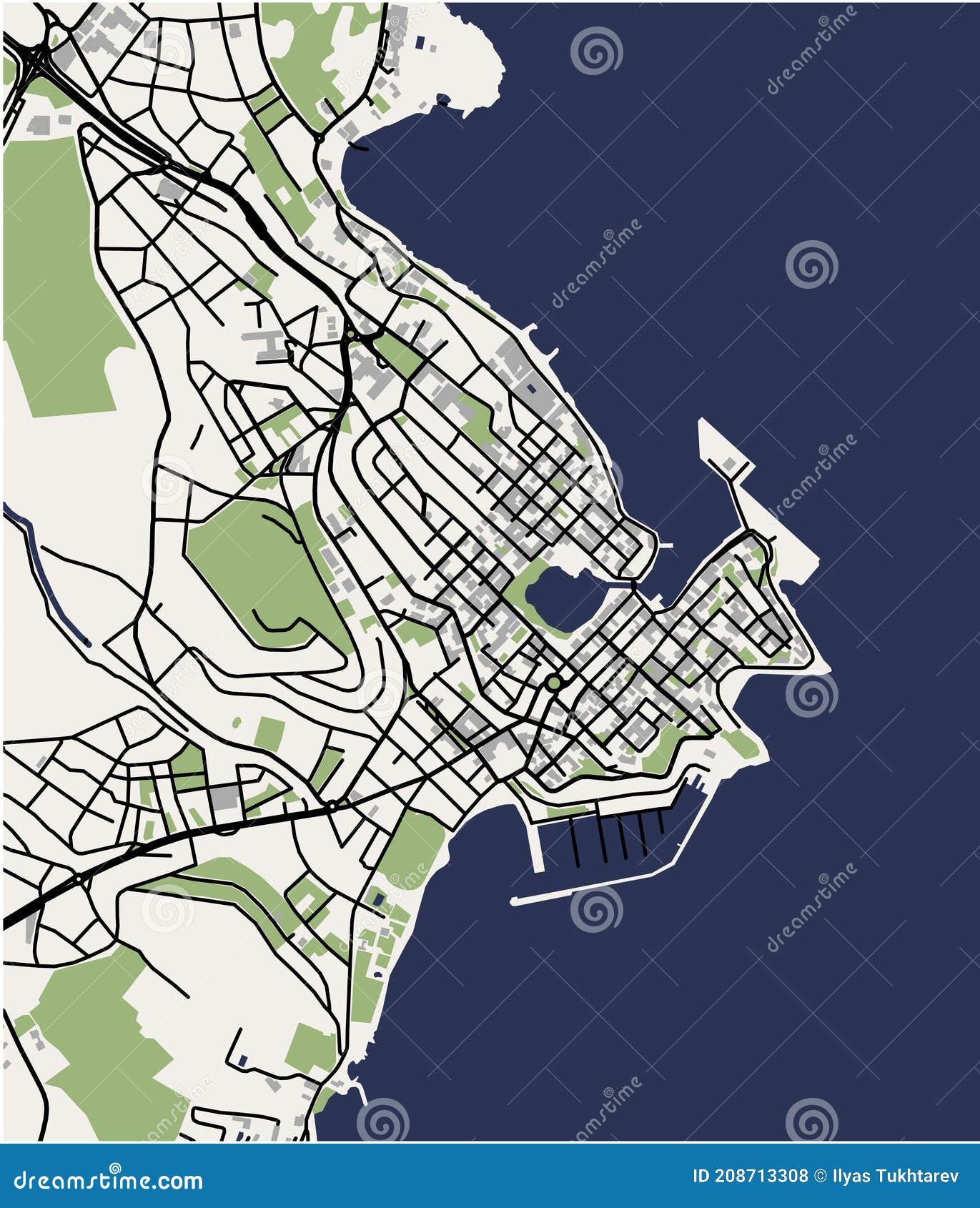 Map of the City of Agios Nikolaos Greece Stock Vector - Illustration of ...