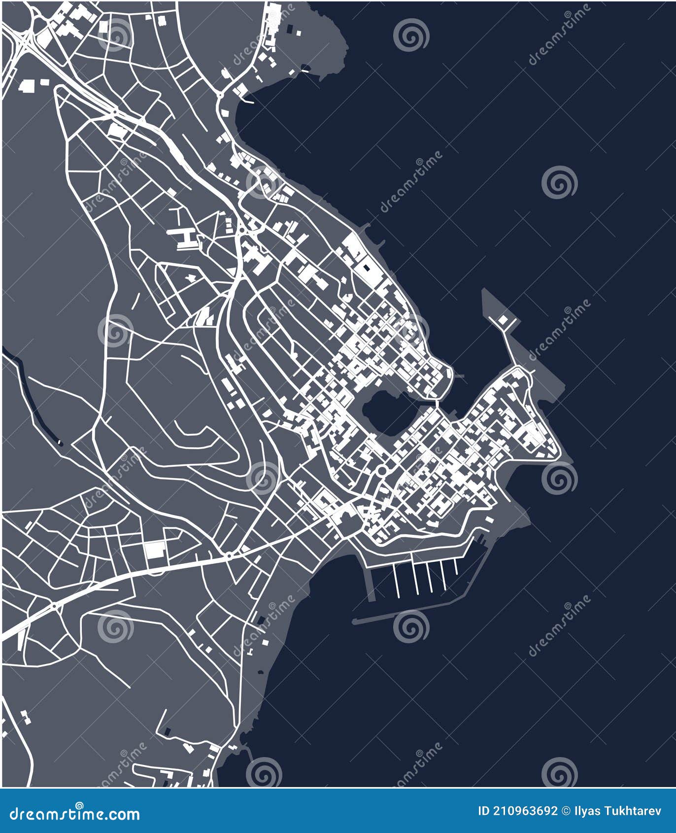 Map of the City of Agios Nikolaos, Greece Stock Vector - Illustration ...