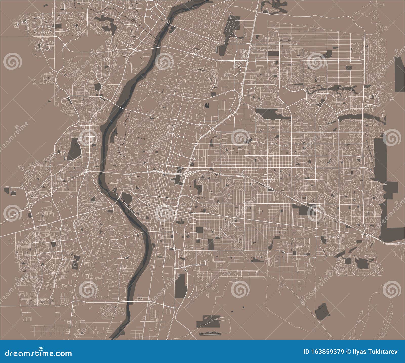 Map of the City of Albuquerque, USA Stock Illustration - Illustration ...