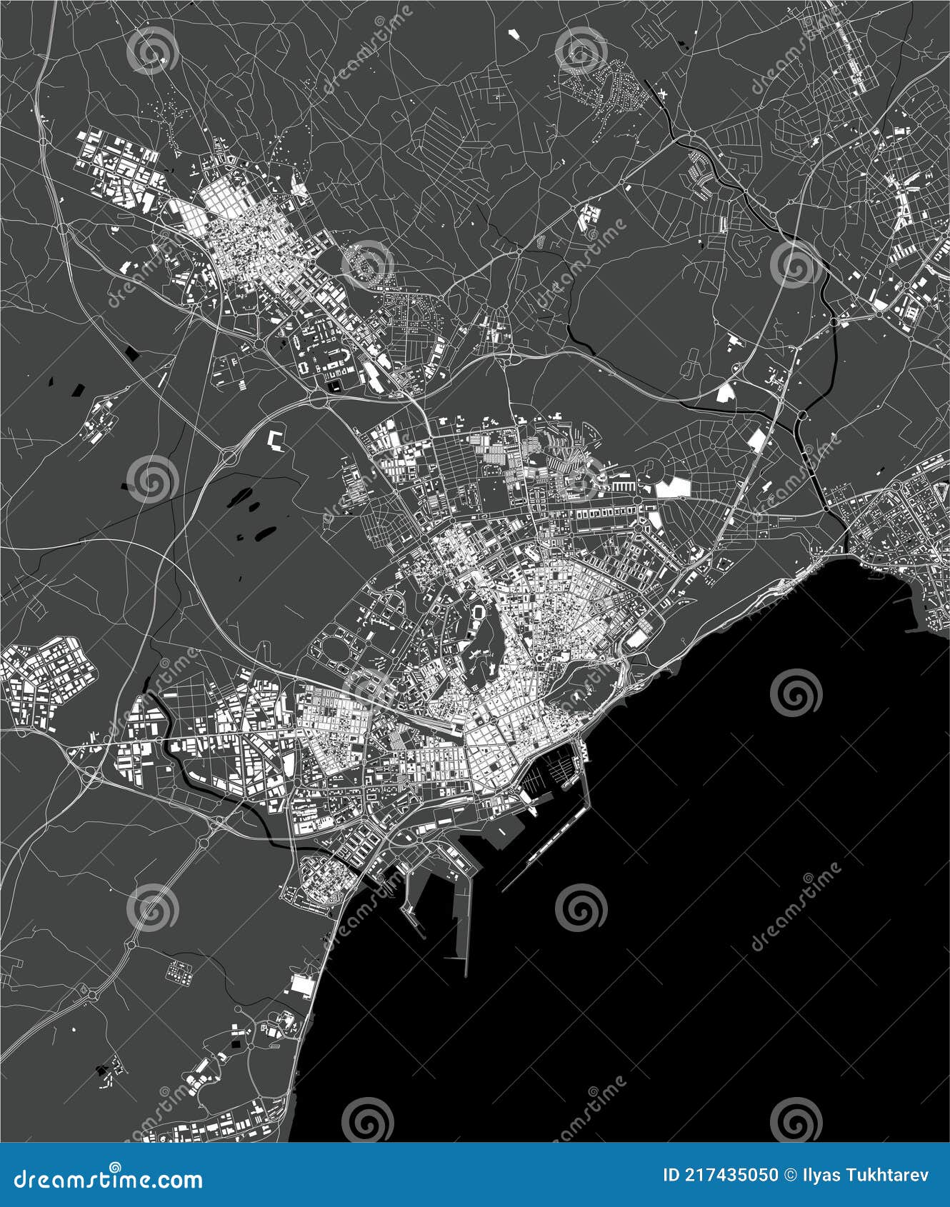 Map of the City of Alicante, Spain Stock Vector - Illustration of white ...