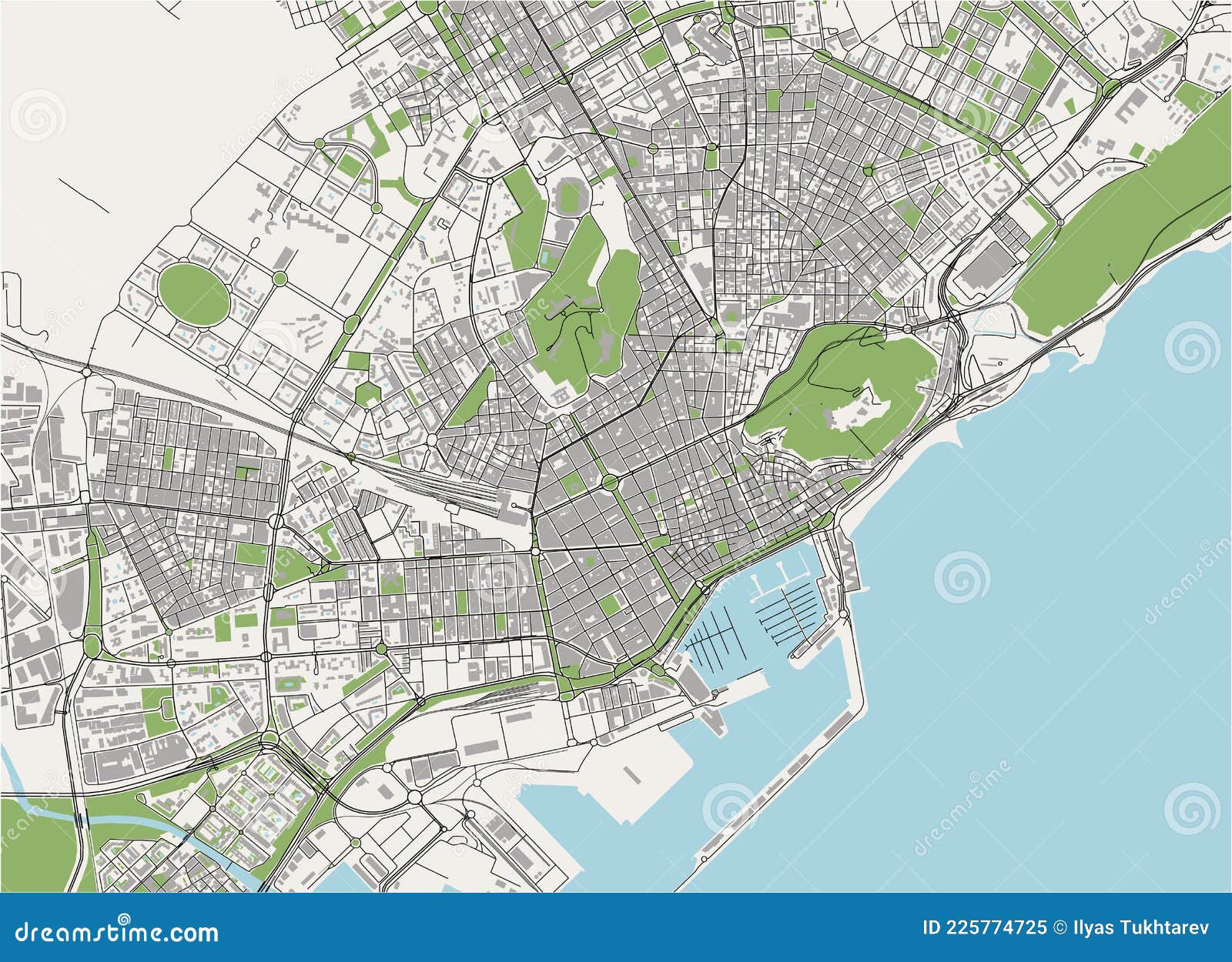 Map of the City of Alicante, Spain Stock Vector - Illustration of white ...