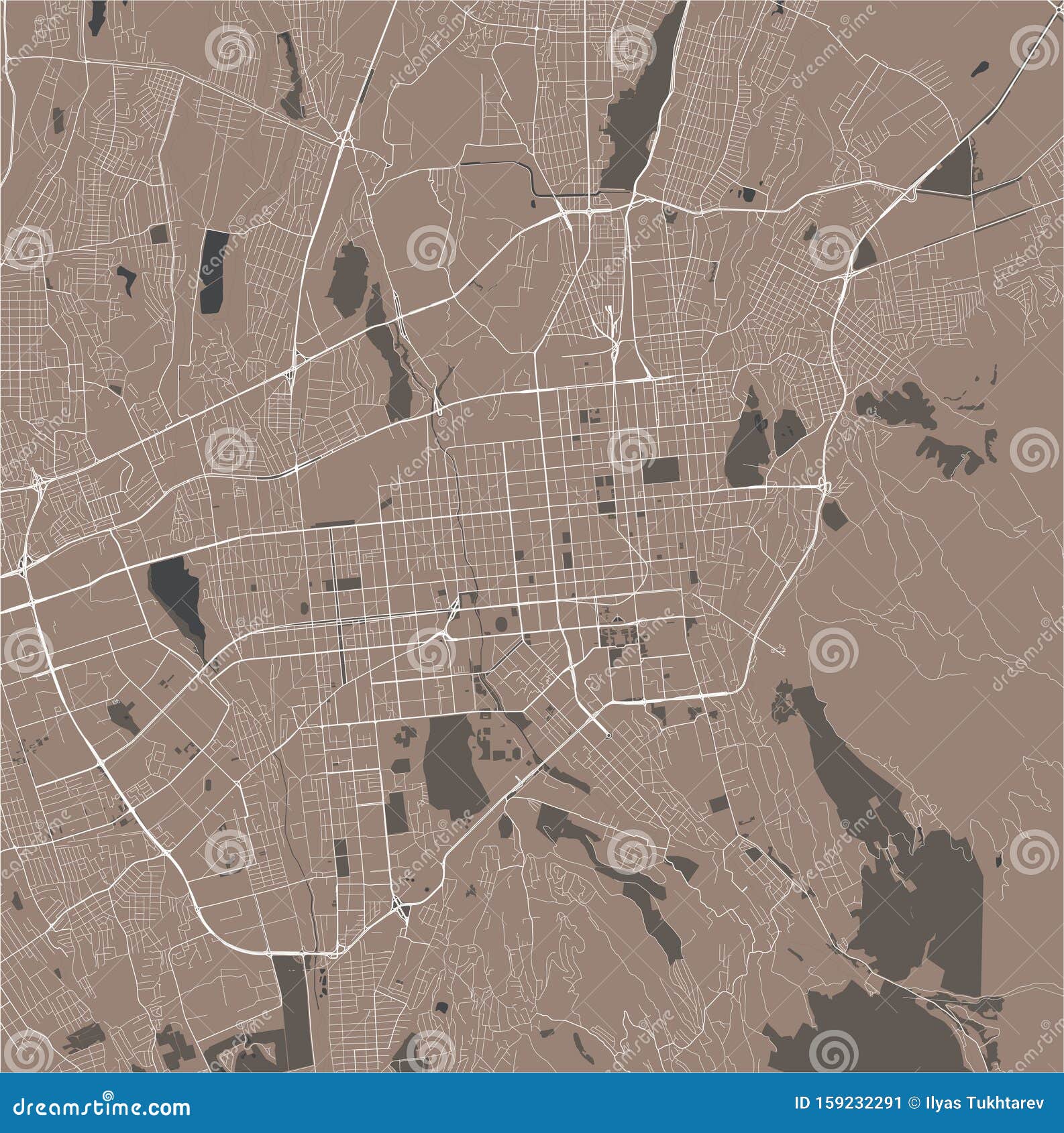 Map of the City of Almaty, Kazakhstan Stock Illustration - Illustration ...