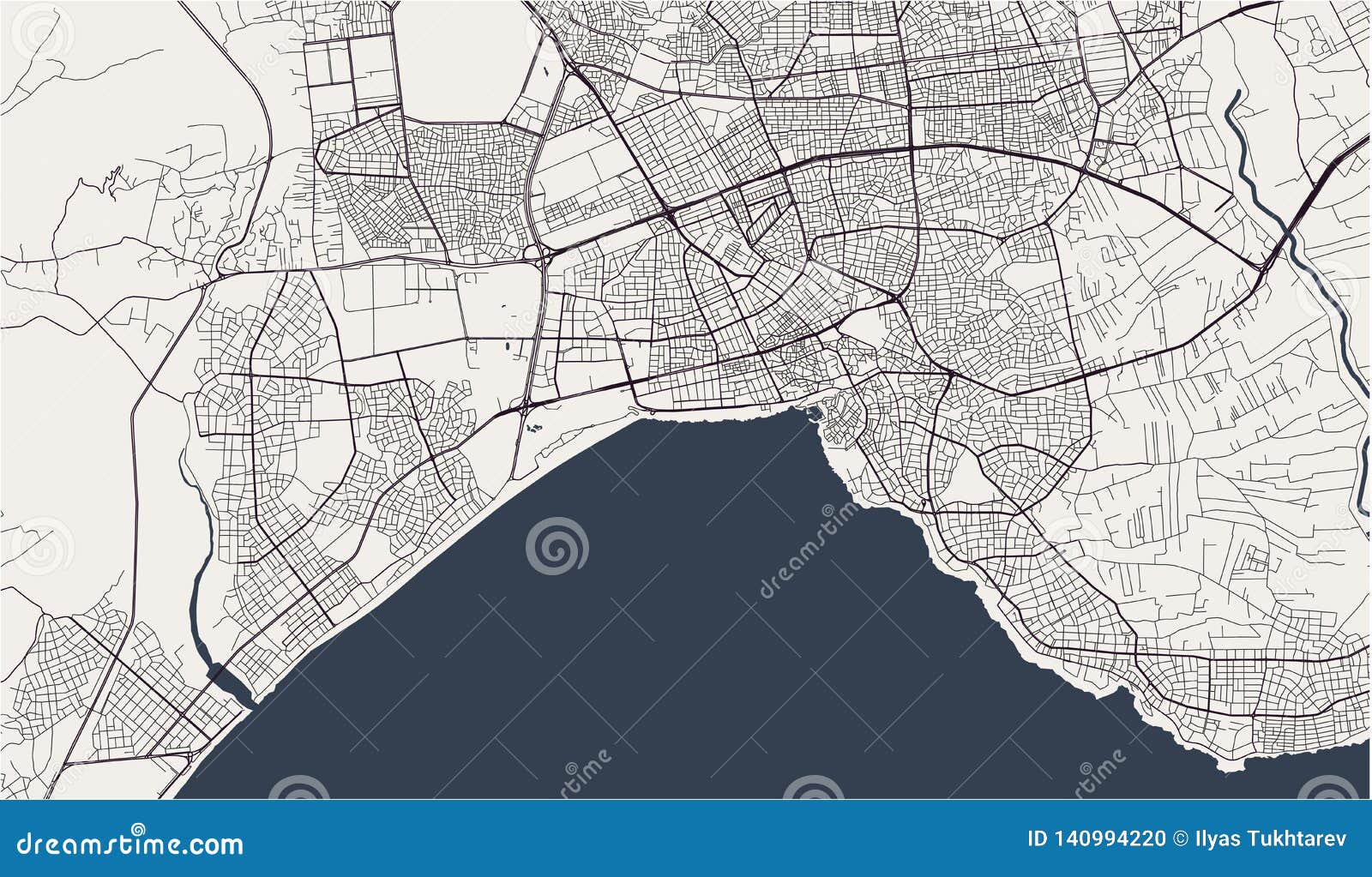 Map of the City of Antalya, Turkey Stock Illustration - Illustration of ...