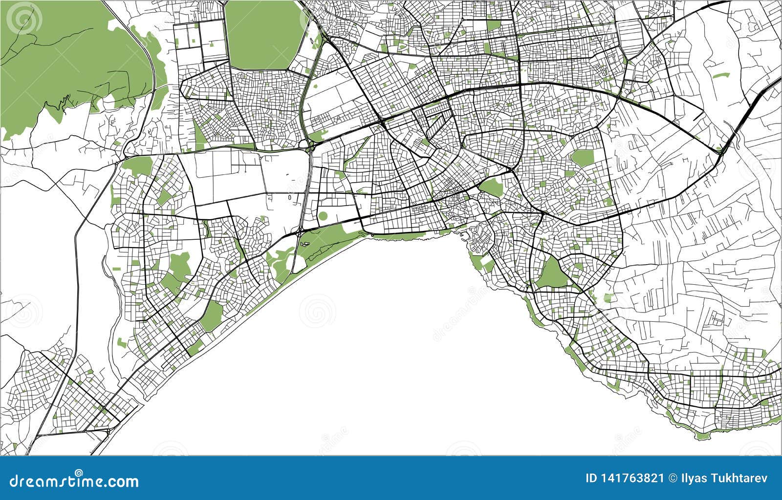 Map of the City of Antalya, Turkey Stock Illustration - Illustration of ...