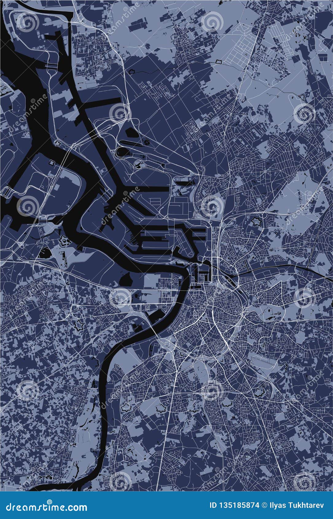 Map of the City of Antwerp, Belgium Stock Illustration - Illustration ...