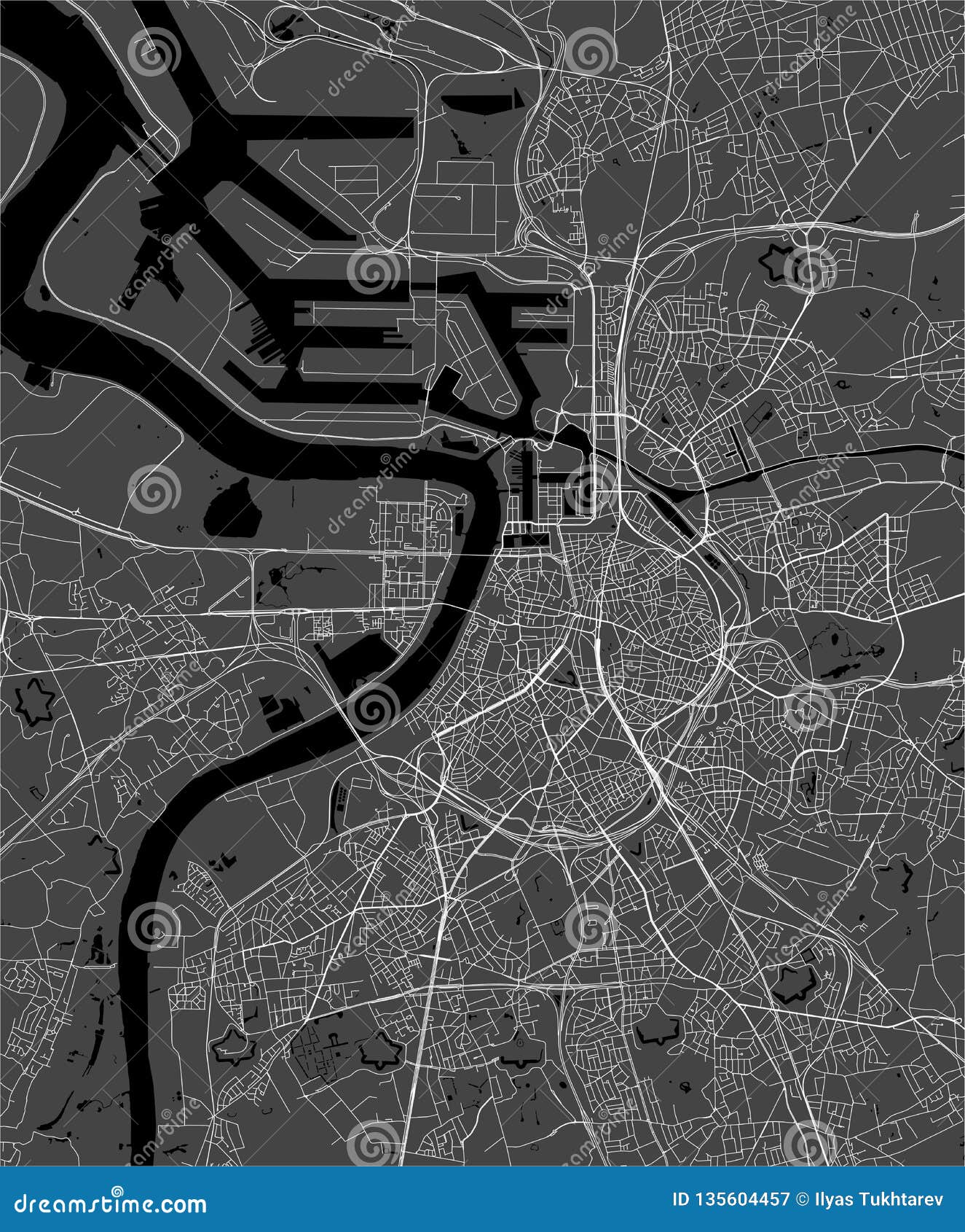 Map of the City of Antwerp, Belgium Stock Illustration - Illustration ...