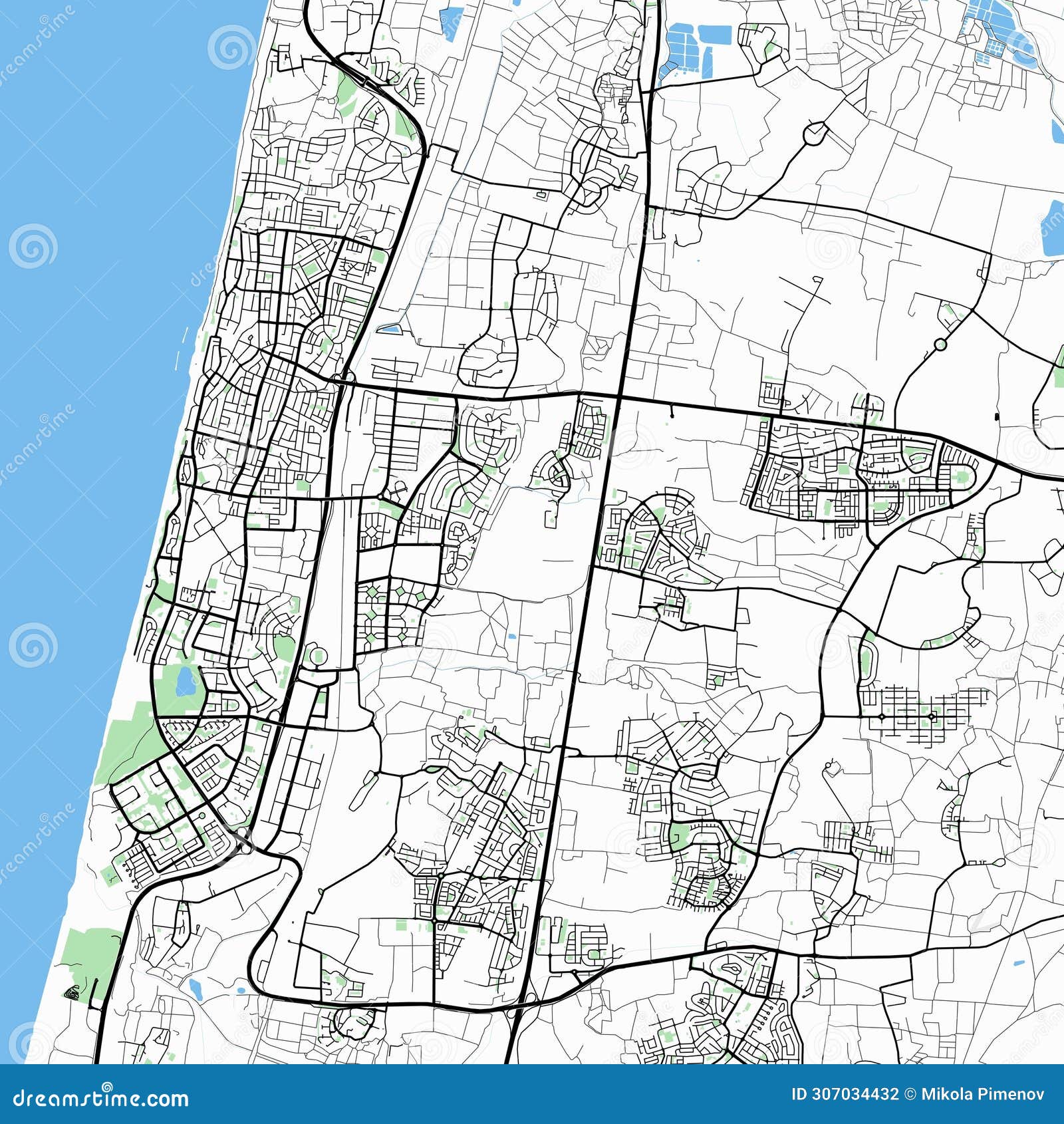 Map of the city of Ashdod. stock illustration. Illustration of circle ...