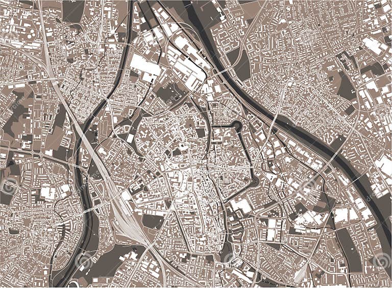 Map of the City of Augsburg, Germany Stock Vector - Illustration of ...