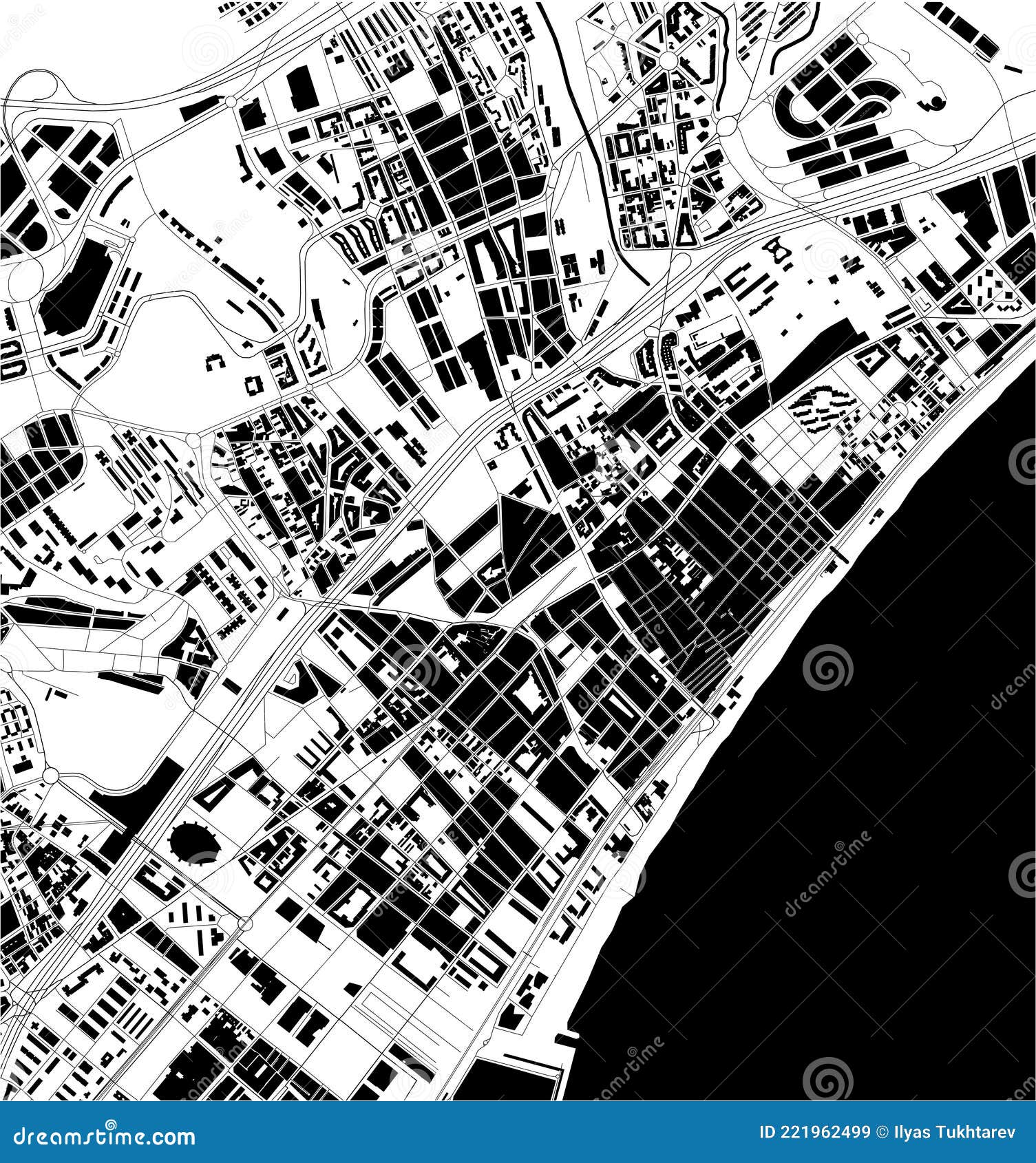 Map of the City of Badalona, Spain Stock Illustration - Illustration of ...