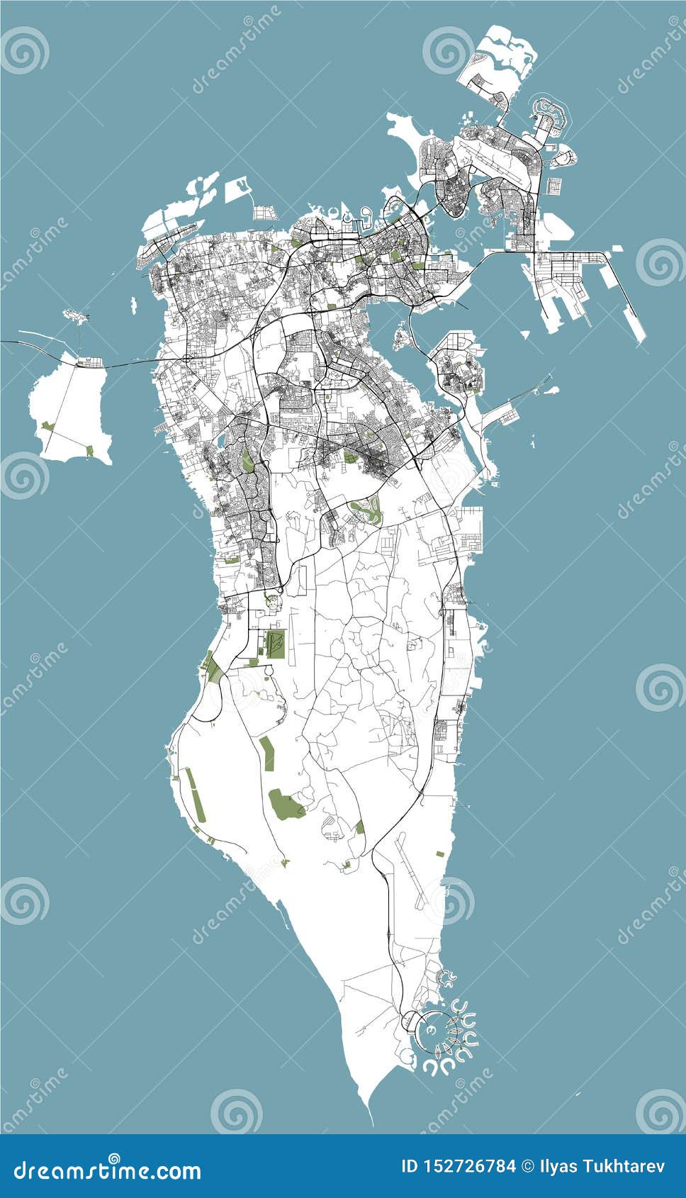 Map of the City of Bahrain, Kingdom of Bahrain Stock Vector ...