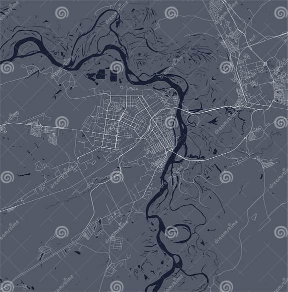 Map of the City of Barnaul, Russia Stock Illustration - Illustration of ...