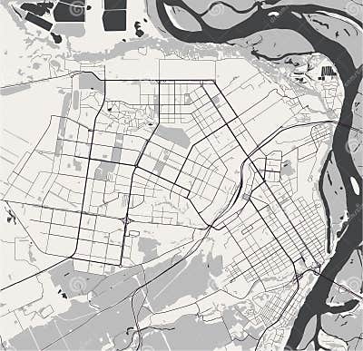 Map of the City of Barnaul, Russia Stock Vector - Illustration of park ...
