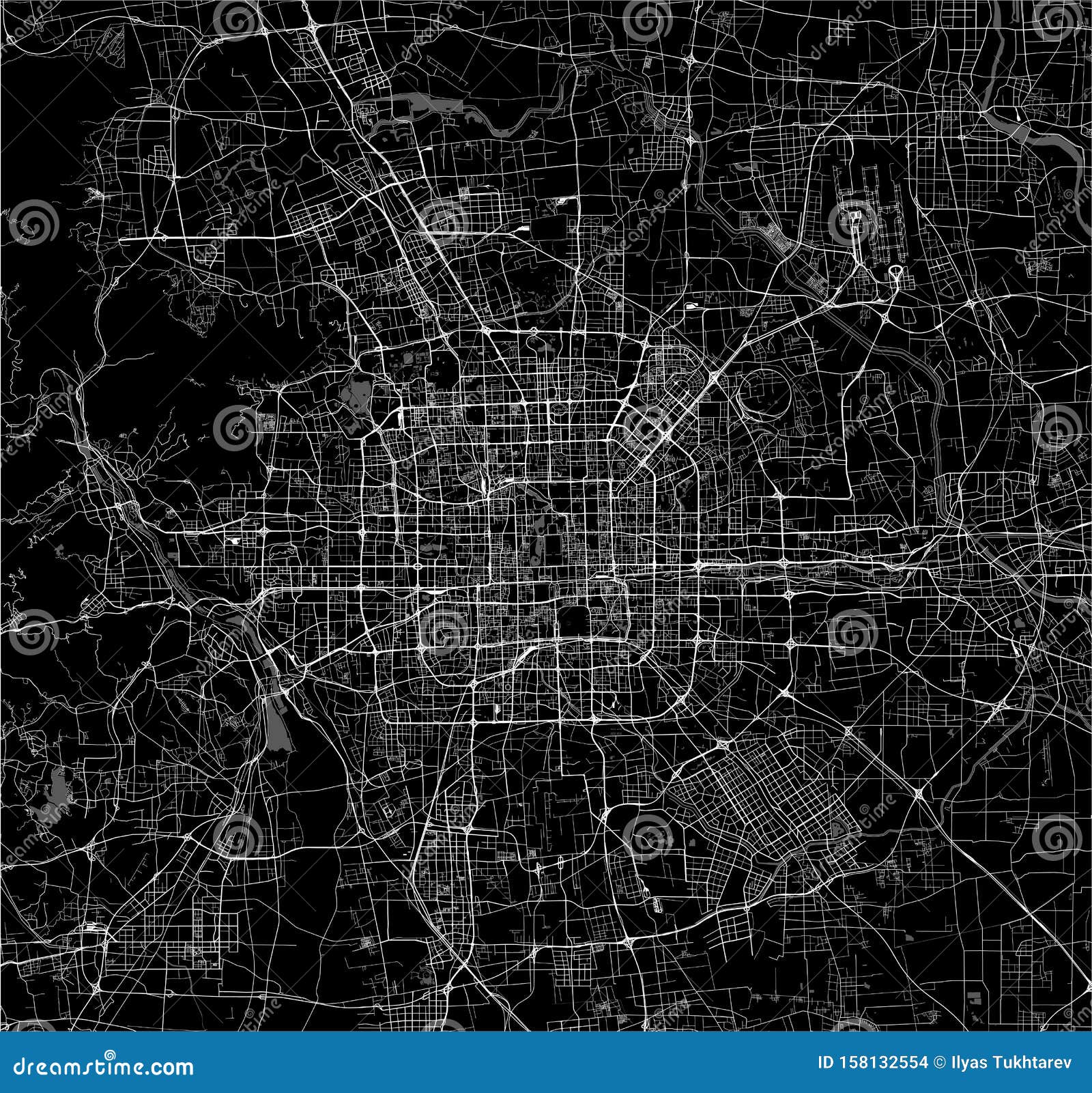 Map of the City of Beijing, China Stock Illustration - Illustration of ...