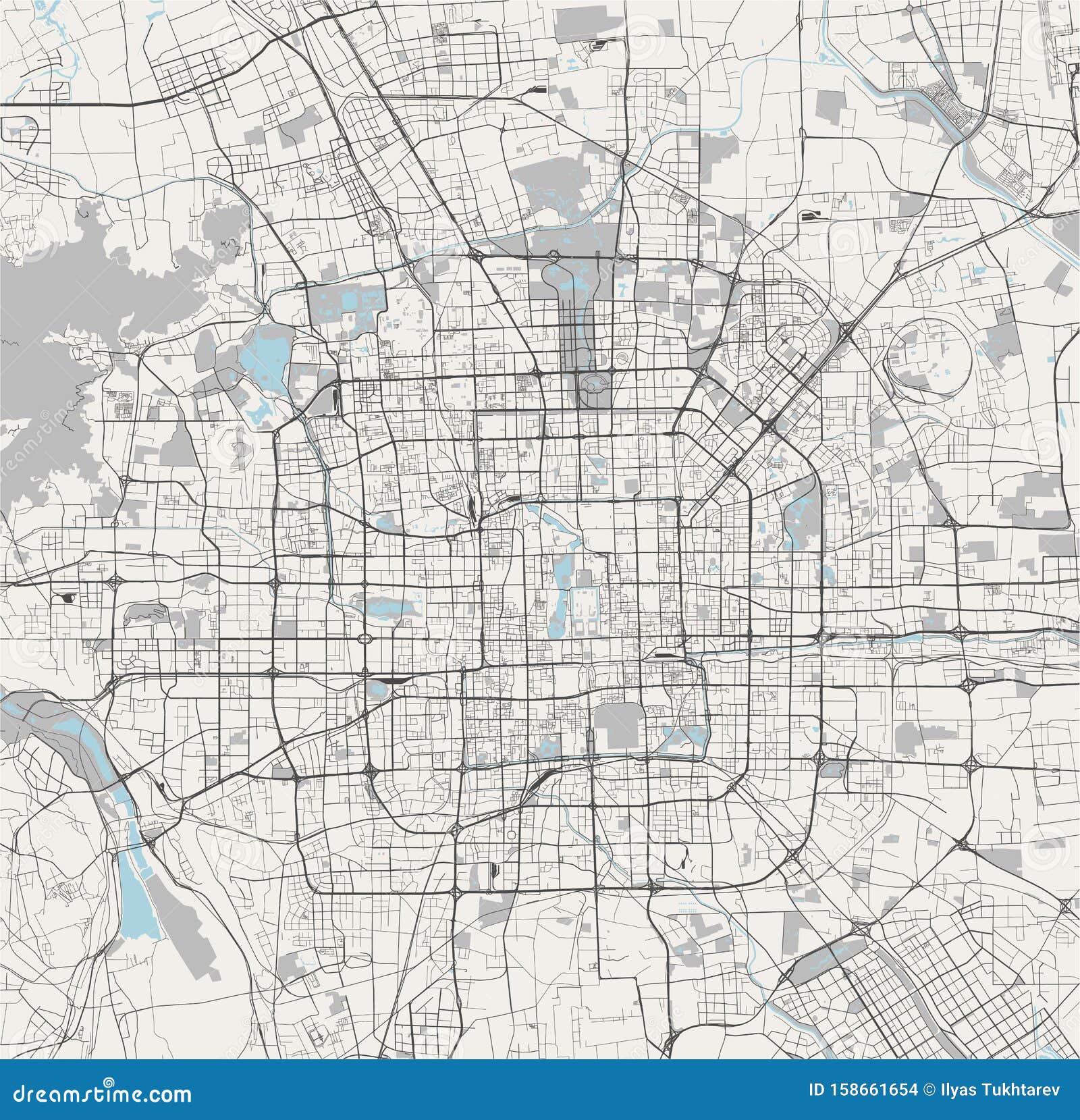 Map of the City of Beijing, China Stock Illustration - Illustration of ...