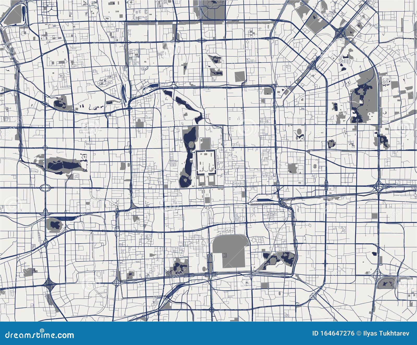 Map of the City of Beijing, China Stock Illustration - Illustration of ...
