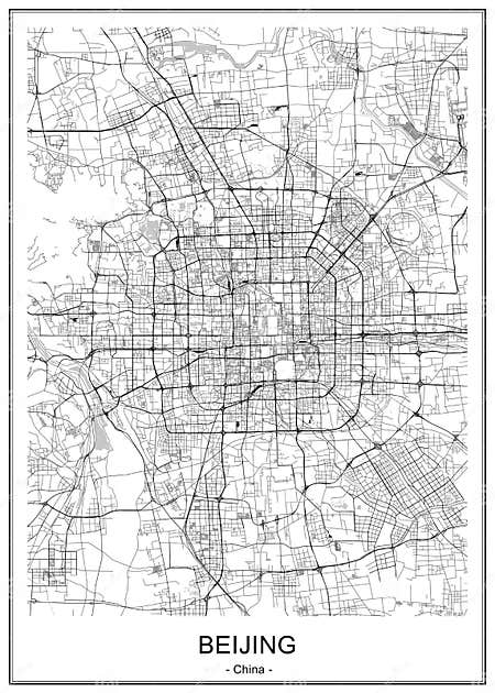 Map of the City of Beijing, China Stock Vector - Illustration of miyun ...