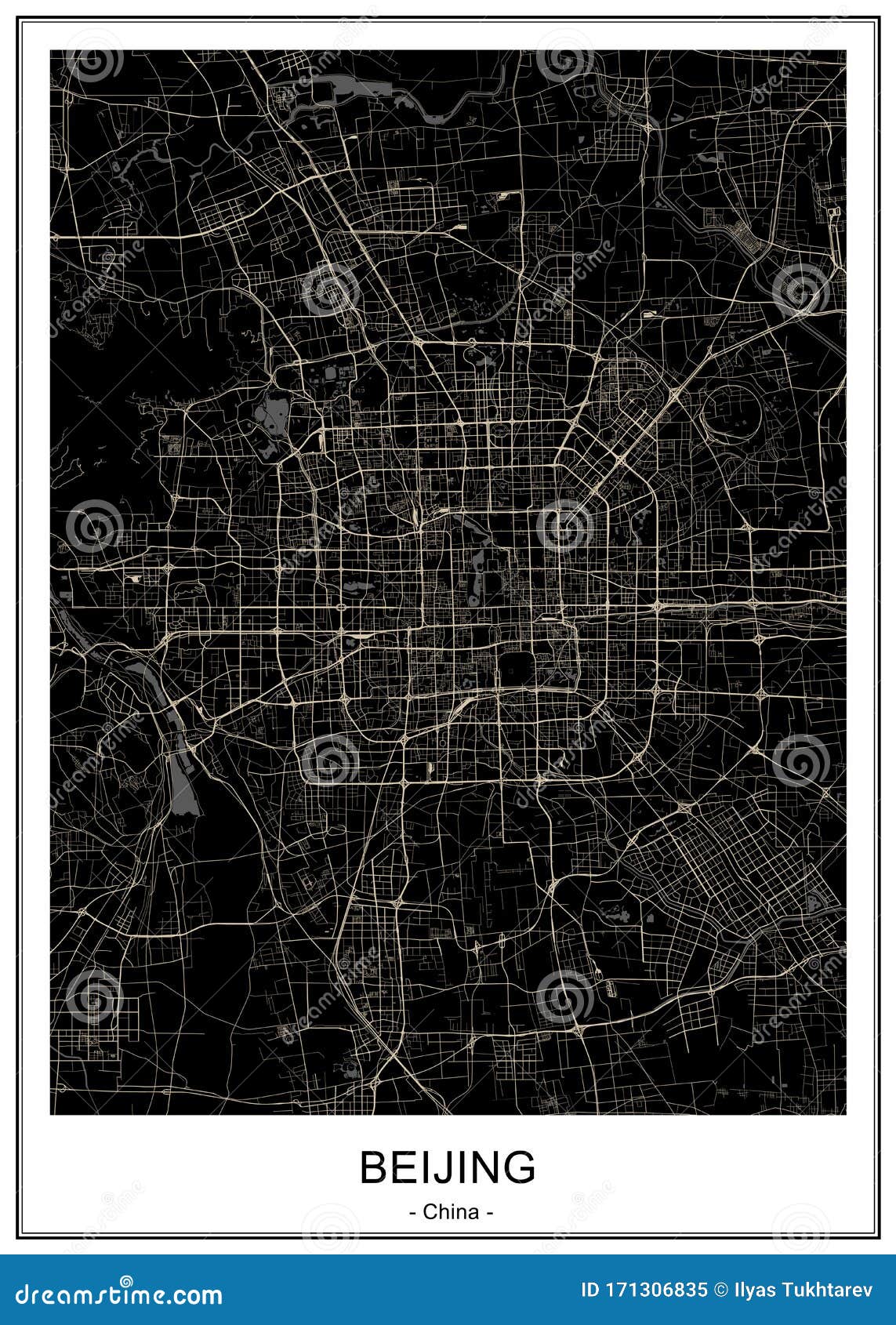 Map of the City of Beijing, China Stock Image - Image of geography ...
