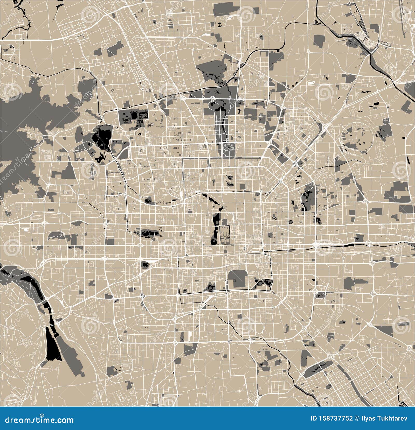Map of the City of Beijing, China Stock Illustration - Illustration of ...