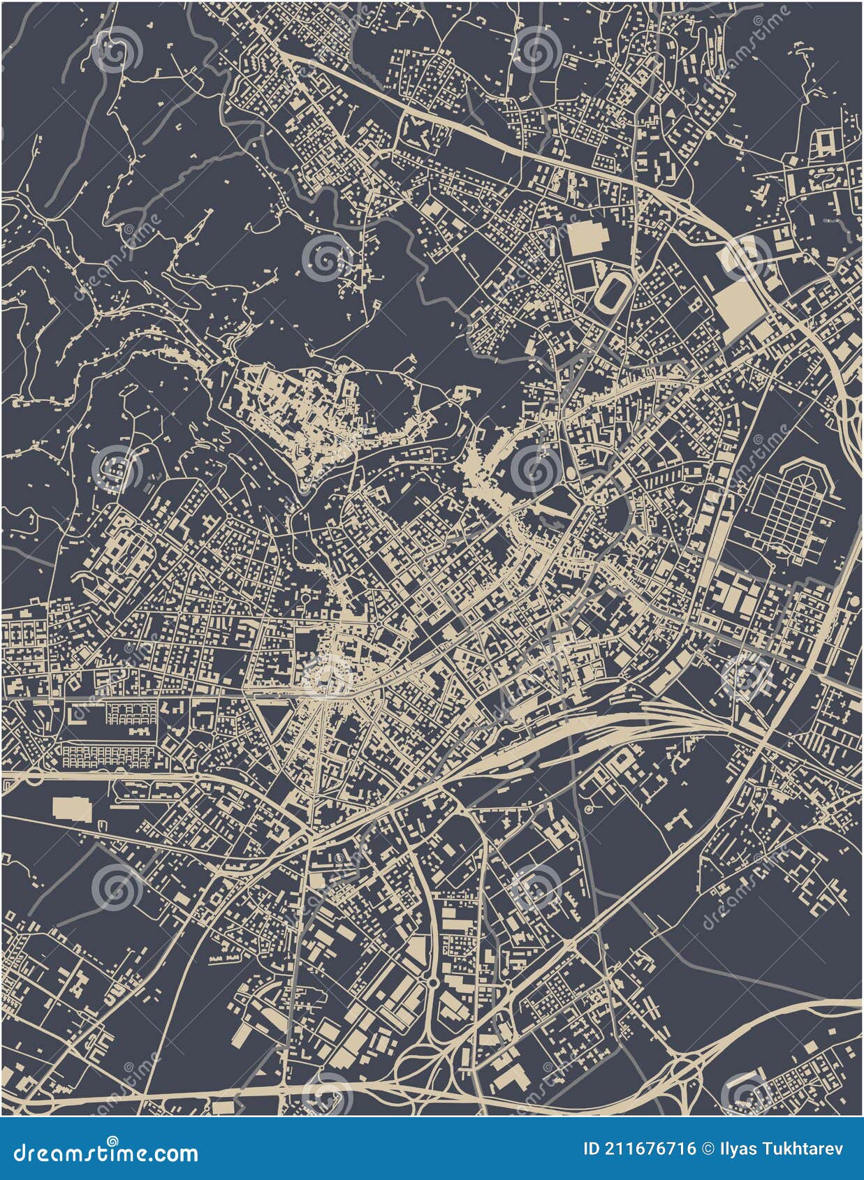 Map of the City of Bergamo, Lombardy, Italy Stock Vector - Illustration ...